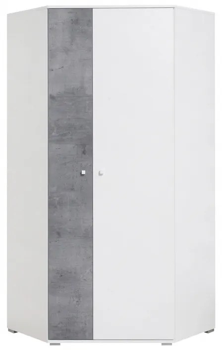 Rohová skříň Pardwa PR02 L / P, Barva: bílý / beton