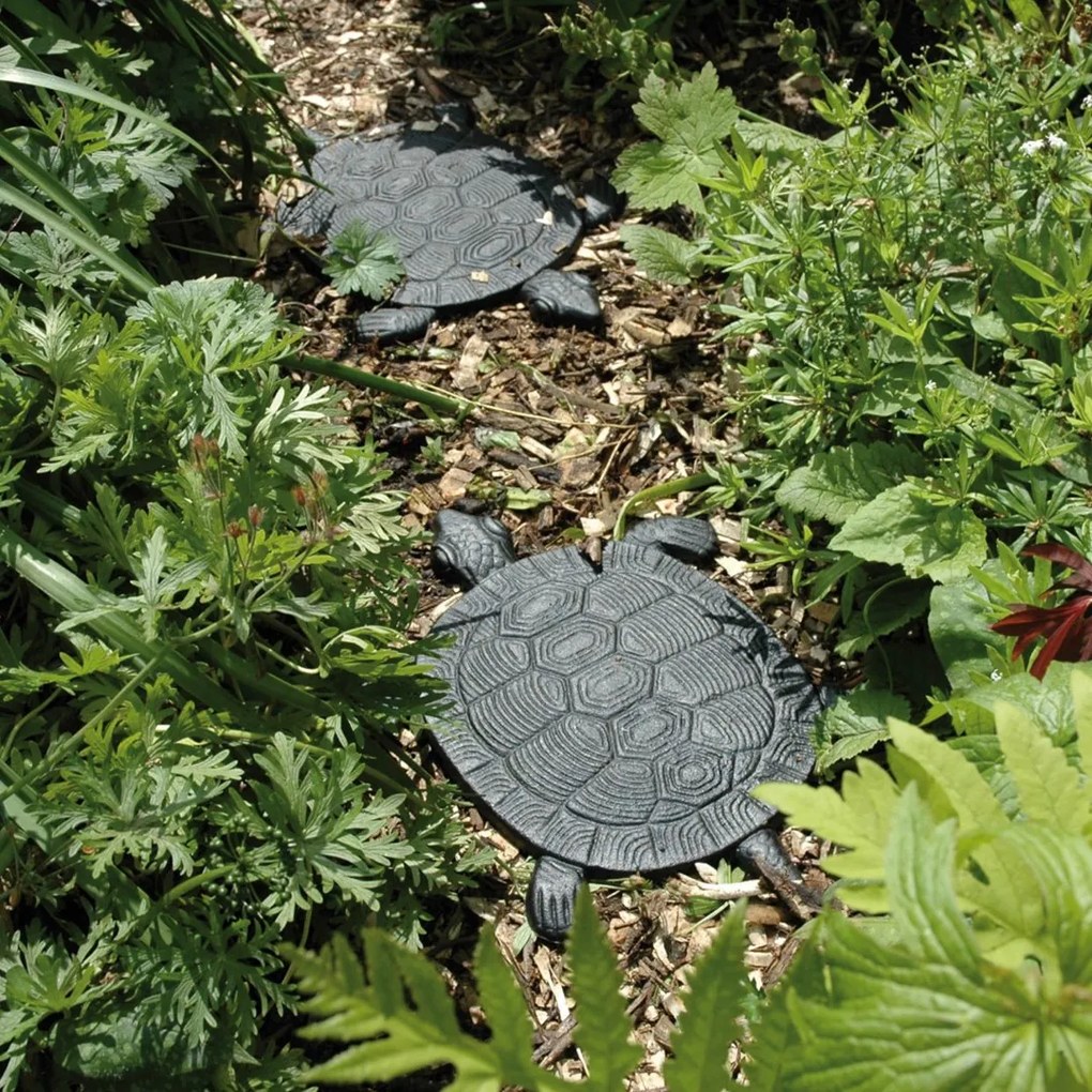 Zahradní nášlapný kámen Turtle, 23x32 cm, litina, hnědá