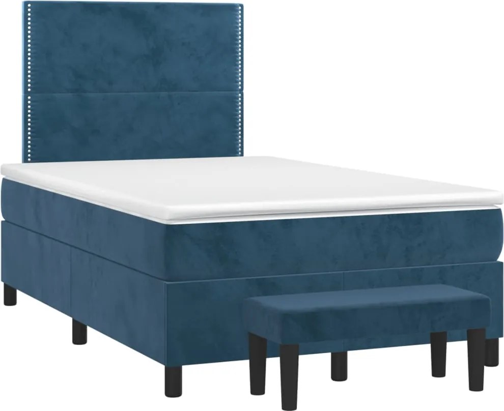 Box spring postel s matrací tmavě modrá 120x190 cm samet 3270467