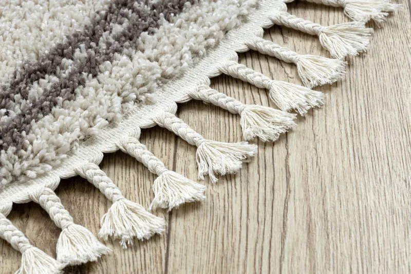 Dywany Łuszczów, Kusový koberec Berber Asila cream and brown kruh, 120x120 (průměr) kruh, hnědá, ložnice