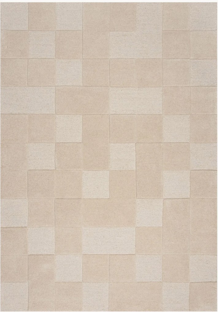 Ručně všívaný vlněný koberec's různou výškou povrchu Checkerboard