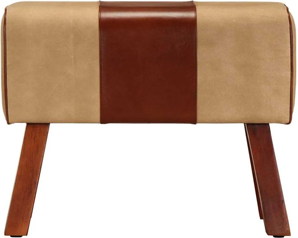 Lavice gymnastický kůň 58 cm hnědá pravá kůže a mangovník 320785