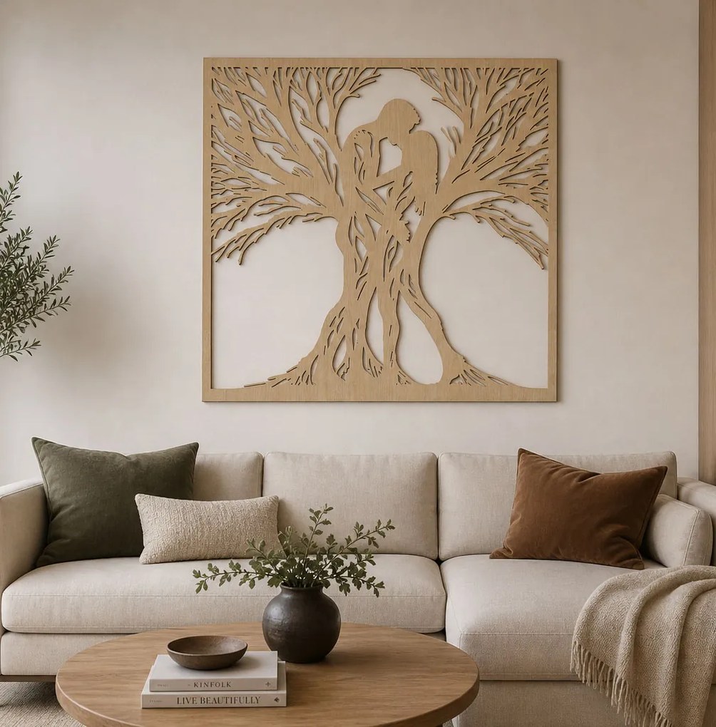 dřevo života Dřevěný strom SPOJENÍ Zvolte rozměr (cm): 80x80, Zvolte barvu dekoru: Černá