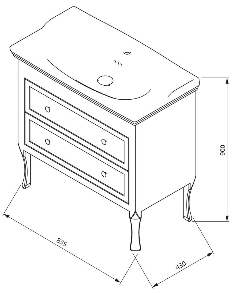 Sapho Retro koupelnová skříňka pod umyvadlo 83,5 x 80 x 43 cm masiv dřevo starobílá 1631