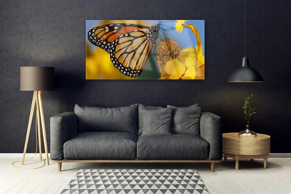 akrylový obraz Motýl Květ Příroda 120x60 cm