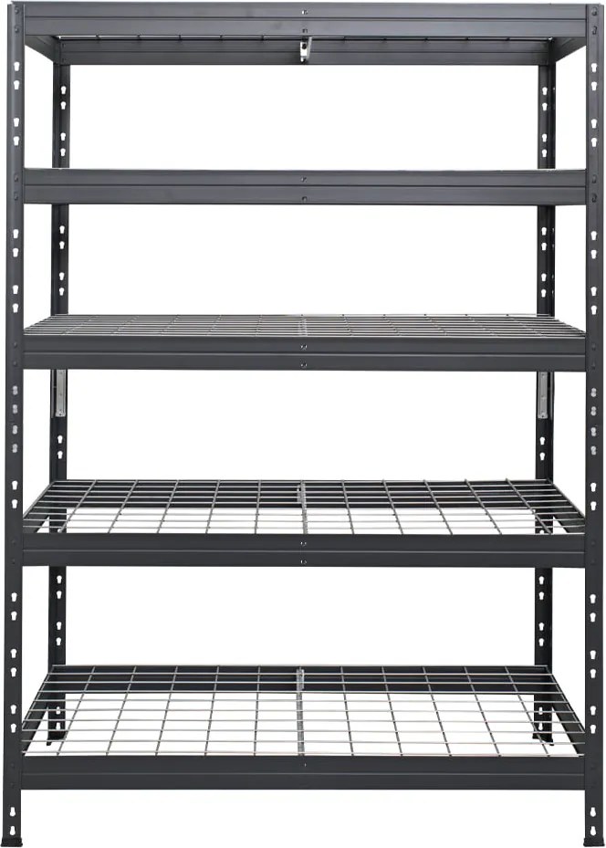 Kovový regál RIVET PRO 180x120x45 ocelová mřížka 5 úrovní antracitová šedá