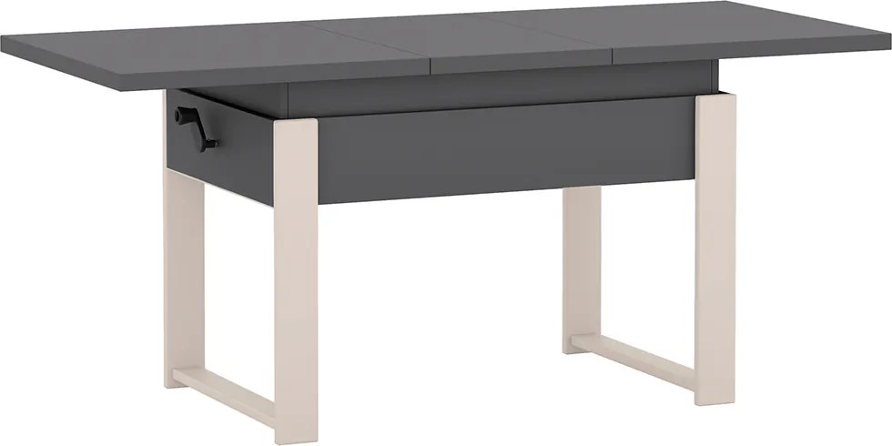 Rozkládací polohovací konferenční stolek HOGO 3v1 | 120-157x62,5-74,5x67 cm | síla horní desky 32 mm | tmavě šedá/nohy kašmír