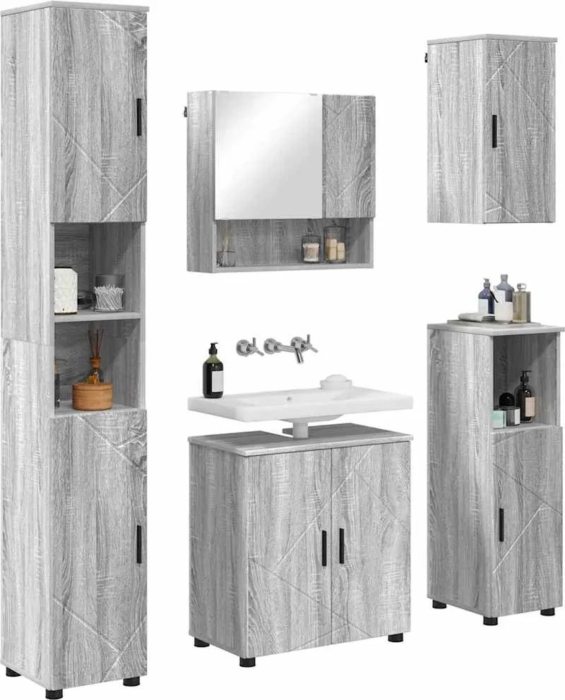 Sada koupelnového nábytku 5 ks Šedá Sonoma 61 x 35 x 64 cm 3392989