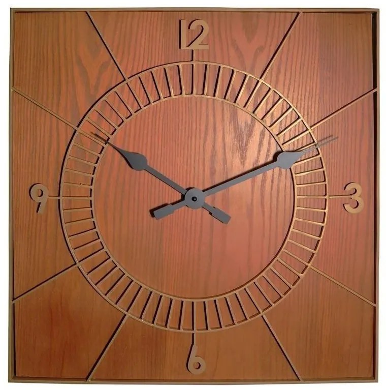 Designové nástěnné hodiny 3112br Nextime Wood Square 50cm