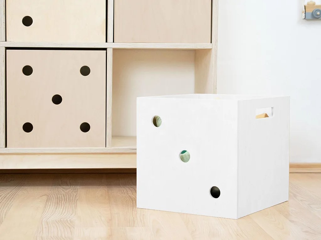Benlemi Dřevěný úložný box DICE s čísly ve stylu hrací kostky Zvolte barvu: Transparentní vosková lazura matná, Zvolte variantu: Dvojka