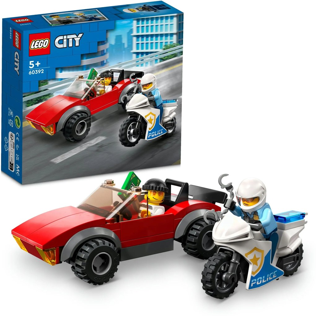 Lego stavebnice lego city 60392 honička auta s policejní motorkou