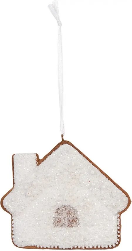 Závěsná dekorace zasněžená perníková chaloupka Frosted Ginger - 9*1*8 cm