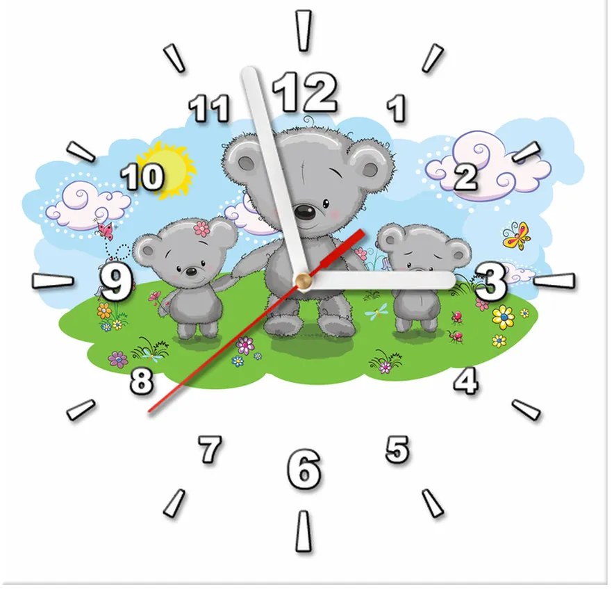Gario Obraz s hodinami Medvídek s rodinou Rozměry: 40 x 40 cm