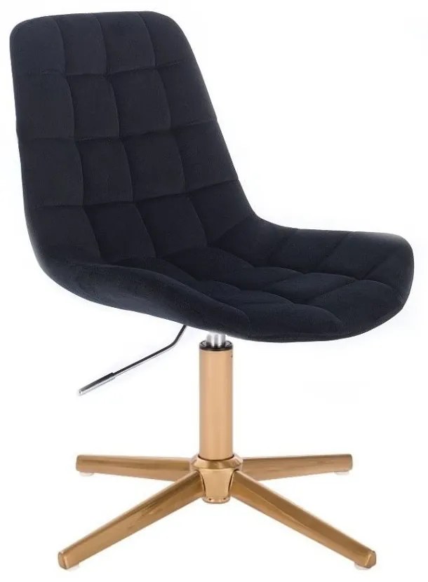 LuxuryForm DESIGN Otočná židle PARIS VELUR na zlatém kříži - černá