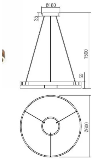 Redo 01-3173 - LED Stmívatelný lustr na lanku CASTLE LED/36W/230V černá