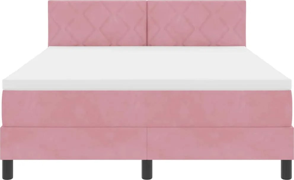 Postel s boxspringem s čelo Růžová 140 x 200 cm samet 3339247