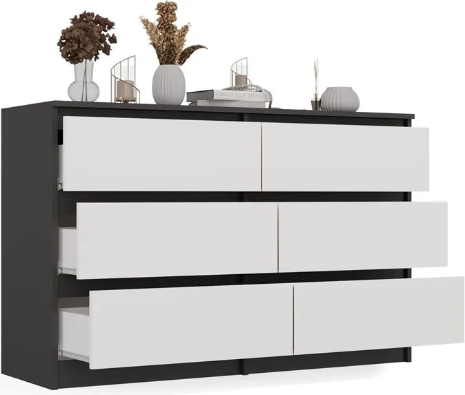 FALCO Komoda Malvína M6 120 antracit/bílá
