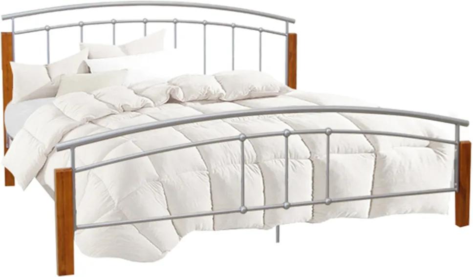 Tempo Kondela, s.r.o. Manželská postel 160x200cm MIRELA, dřevo přírodní/stříbrný kov