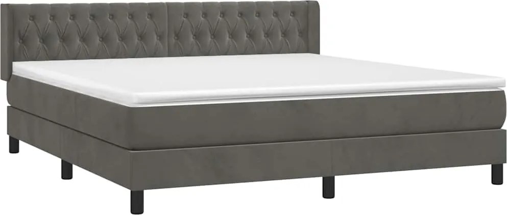 Box spring postel s matrací tmavě šedá 160x200 cm samet 3131148