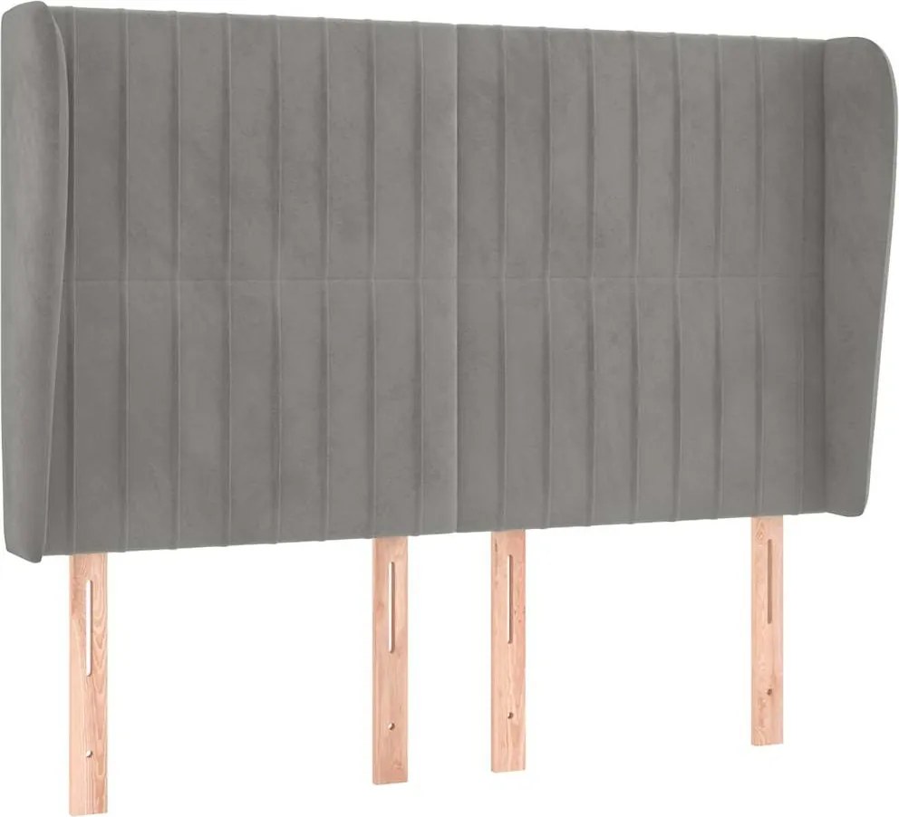 Čelo postele typu ušák světle šedé 147x23x118/128 cm samet 3118242