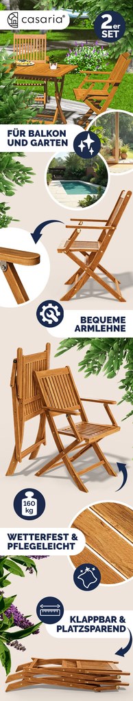 Zahradní židle Sydney sada 2 ks akácie certifikace FSC®