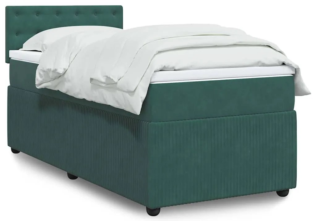 Box spring postel s matrací tmavě zelená 100x200 cm samet 3289977
