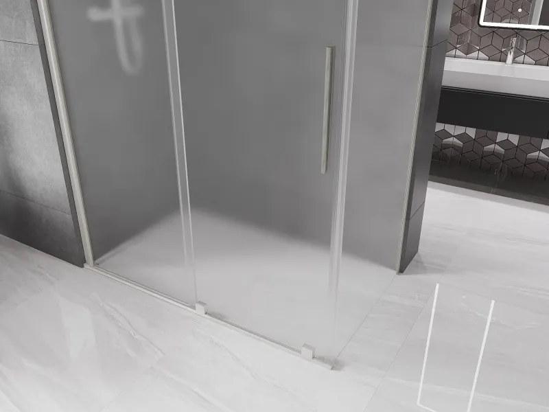 Mexen Velar, sprchový kout s posuvnými dveřmi 160 x 90 cm, 8mm sklo námraza, broušená ocel, 871-160-090-31-97