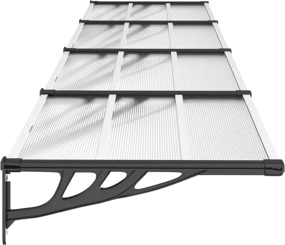 Vchodová stříška černá a průhledná 396 x 90 cm polykarbonát 153689