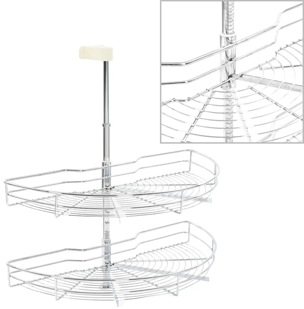 vidaXL Marketos 2patrový kuchyňský drátěný koš stříbrný 180 stupňů 75x38x80 cm
