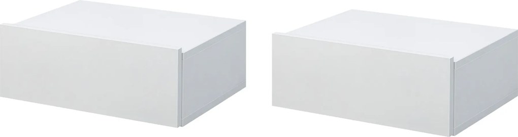 HOMCOM Sada 2 Floating Nočních Stolků s 1 Zásuvkou, Nástěnný Design, Moderní Styl pro Ložnici 40x30x15 cm Bílá | Aosom
