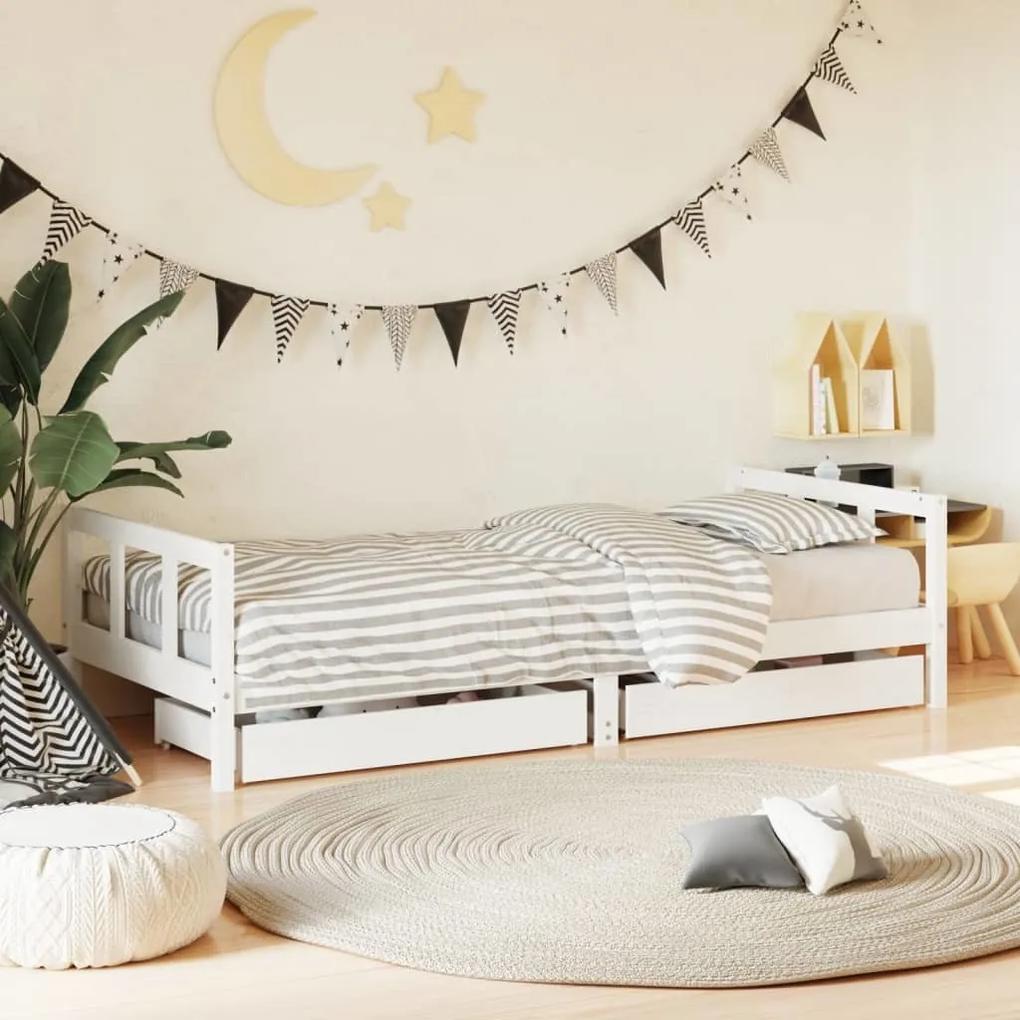 vidaXL Dětská postel se zásuvkami 90x200 cm masivní borové dřevo [834409] Barva: Bílá