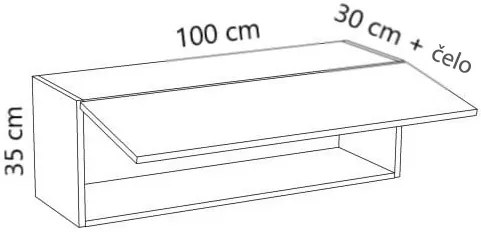 Závěsná skříňka MODERN - 100x30x35 cm - bílá lesklá - s madlem