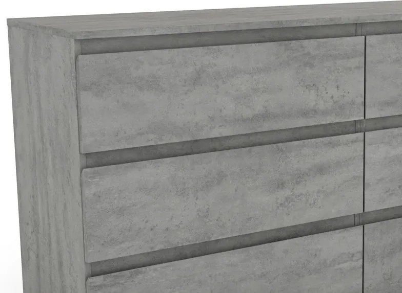 Široká komoda Carlos, šedý beton, 150 cm