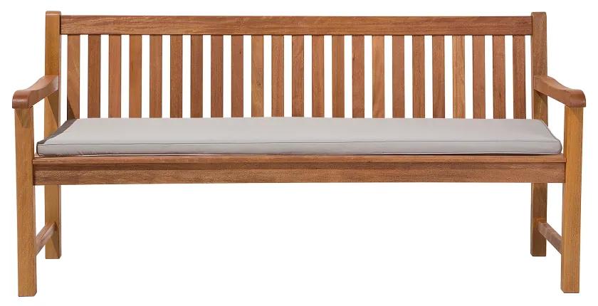Dřevěná zahradní lavice se šedobéžovým polštářem 180cm bílé dřevo balau JAVA