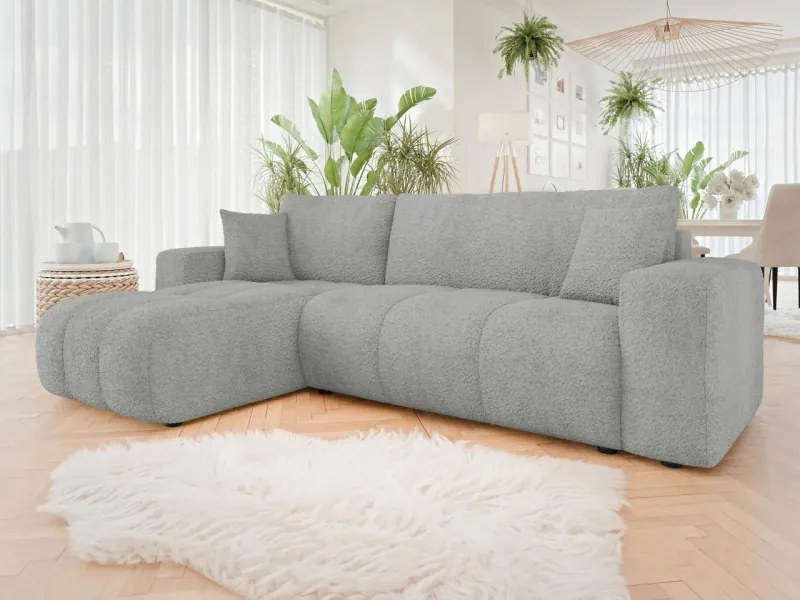 Rohová rozkládací sedačka Larow Boucle, Potah: Coral 75