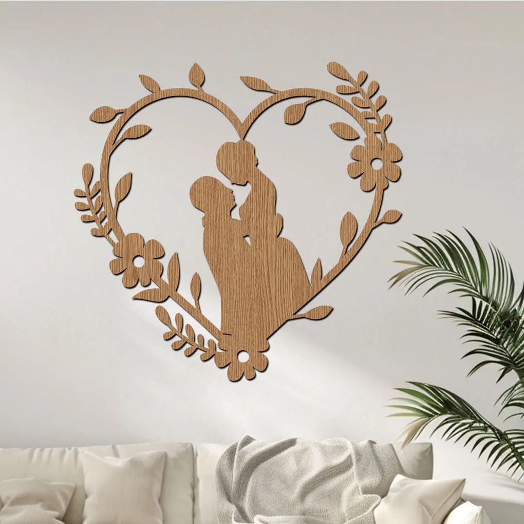 dřevo života Dřevěné svatební srdce LÁSKA Zvolte rozměr (cm): 40x39, Zvolte barvu dekoru: Dub zlatý