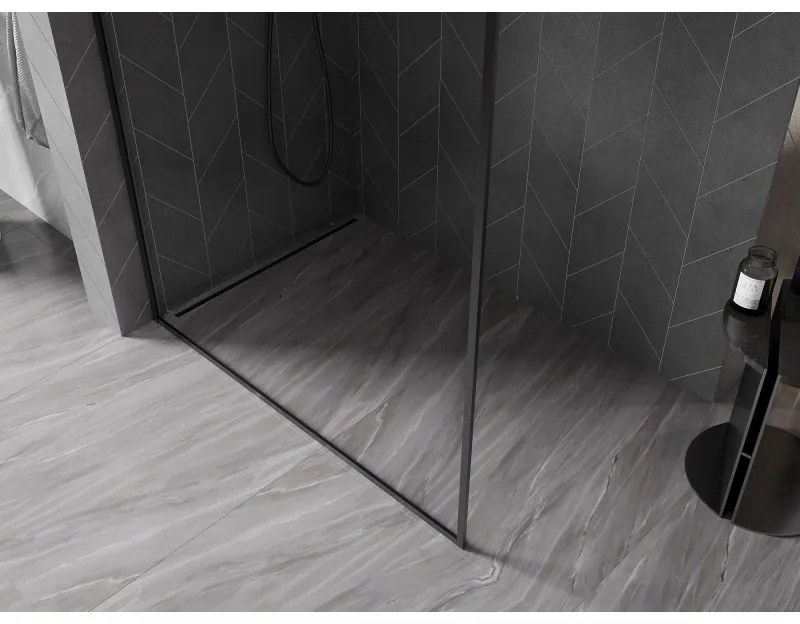 Mexen, Mexen Kioto-XF L sprchová stěna s rámem 70 x 202 cm, průhledná 10 mm, černá - 800-070-174-70-00-XF