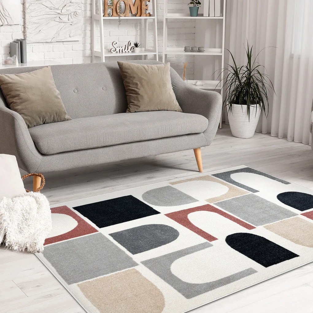 Dywany Łuszczów, Kusový koberec Fusion 0213 white/dark pink, 120x170, vícebarevná, kancelář