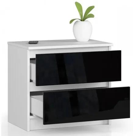 Noční stolek K60 - bílá/černá lesk