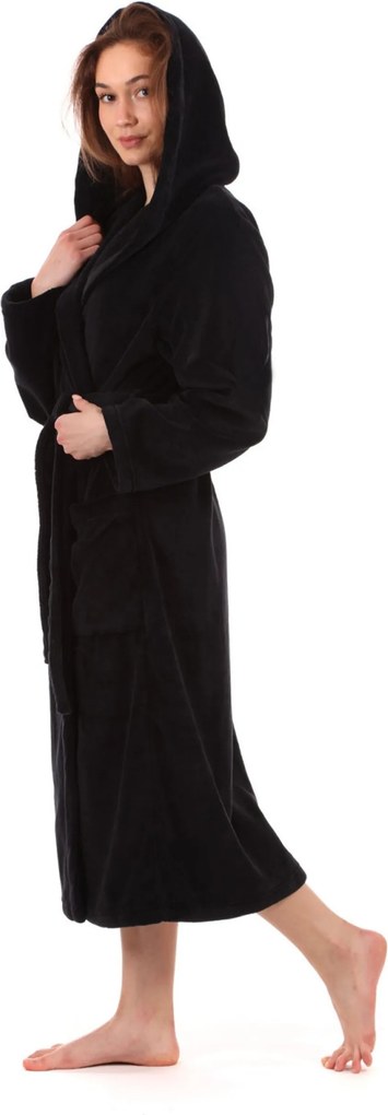 Černý župan s kapucí Tampa Beauty Black - M