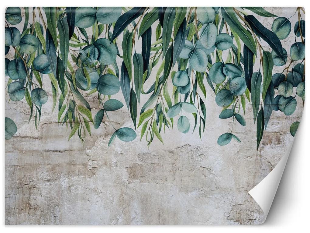 Gario Fototapeta Zelené pastelové listy na betonu Materiál: Vliesová, Rozměry: 200 x 140 cm