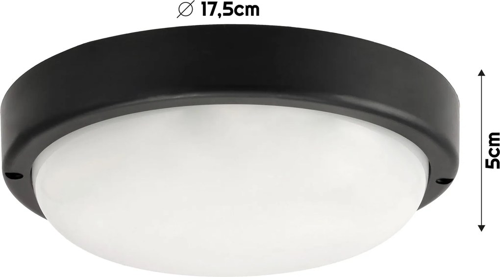 VOLTENO LED stropní lampa 15W - černá - studená bílá