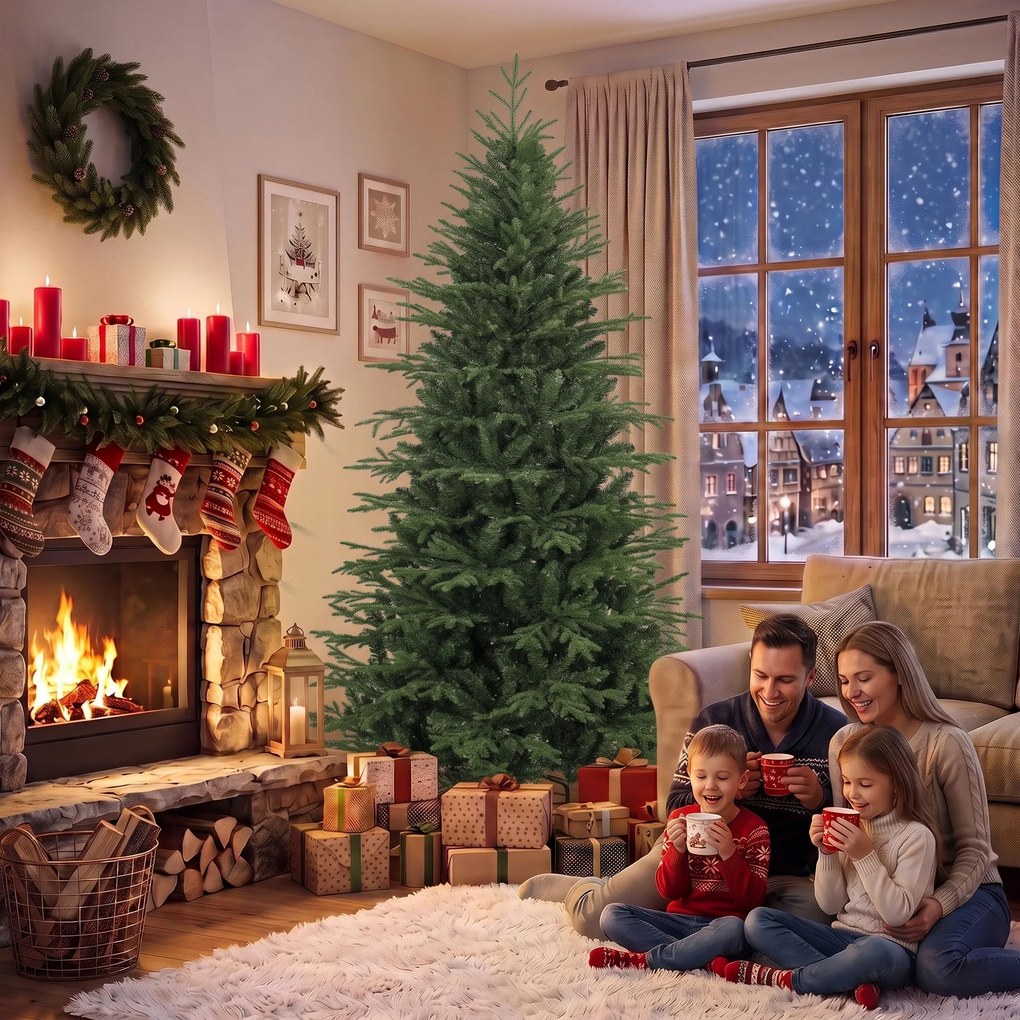 HOMCOM umělý vánoční stromek 210 cm, 2080 větviček, zelený