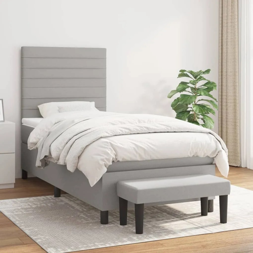 Box spring postel s matrací světle šedá 80 x 200 cm textil 3136629
