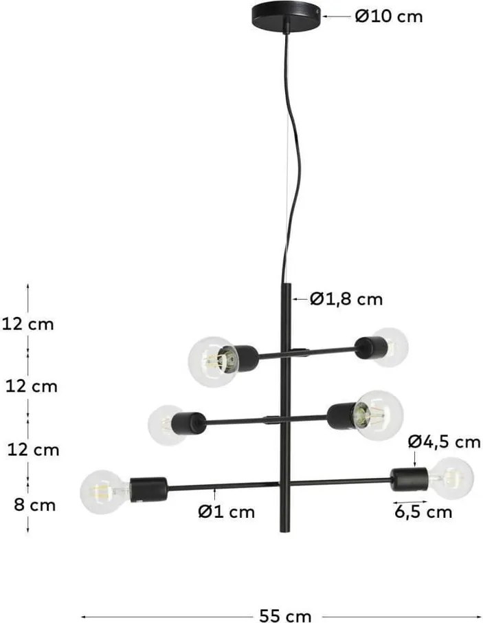 Černé závěsné svítidlo ø 55 cm Spica – Kave Home