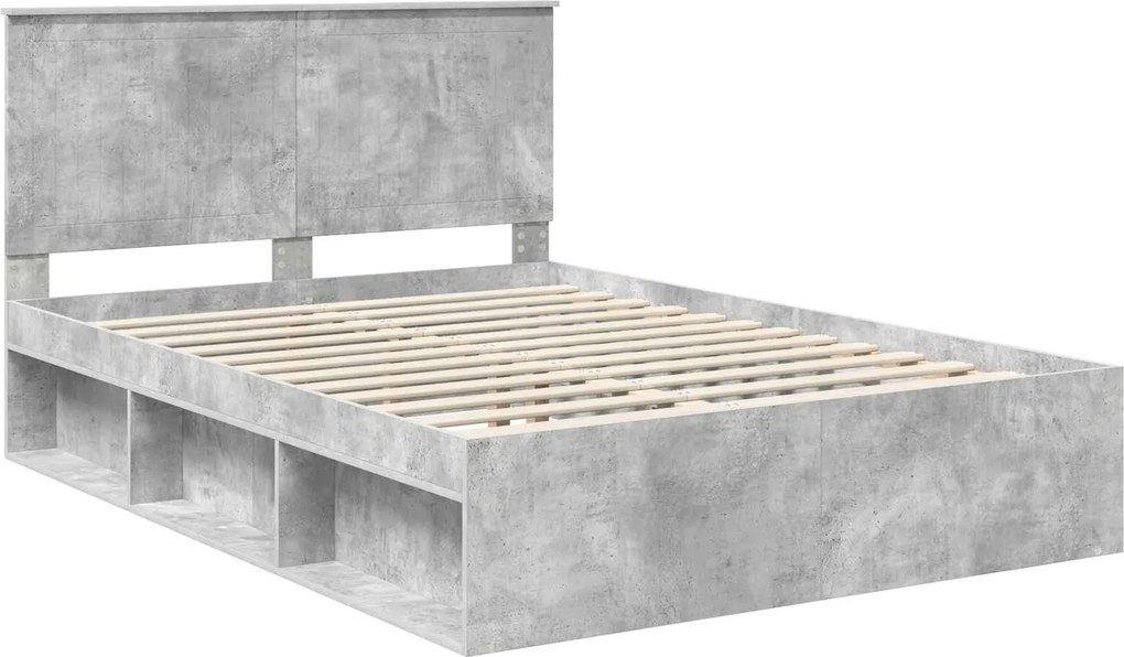Rám postele Betonově šedá 135 x 190 cm Masivní borové dřevo 3411022