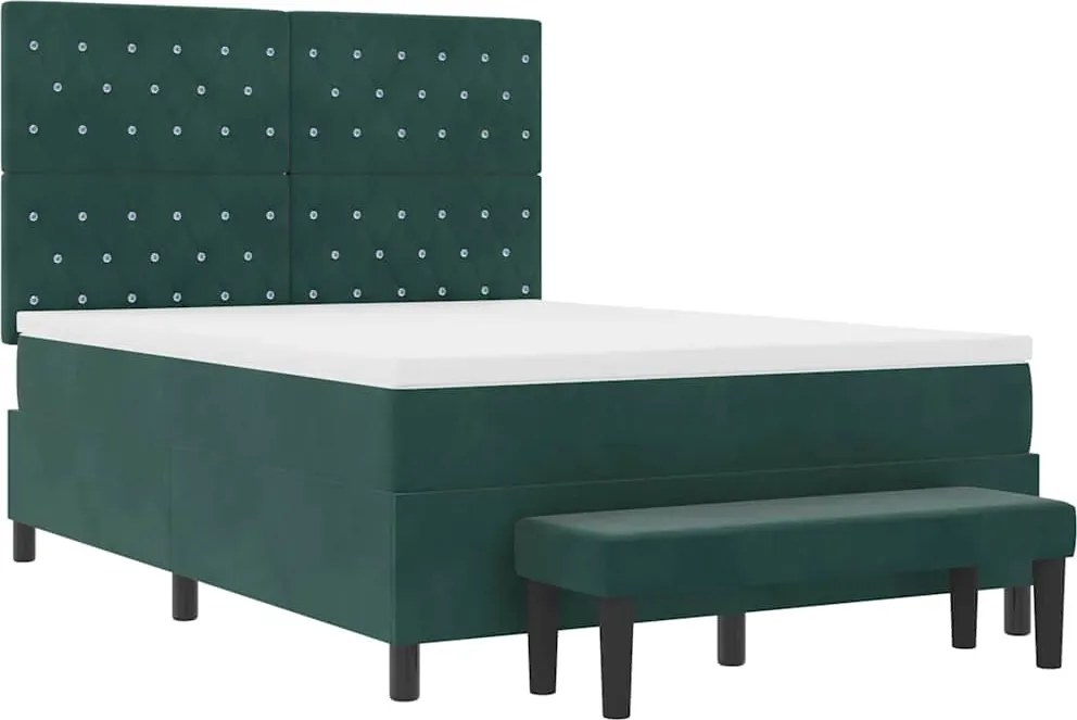 Postel s boxspringem s čelo Tmavě zelená 200 x 140 cm samet 3344453