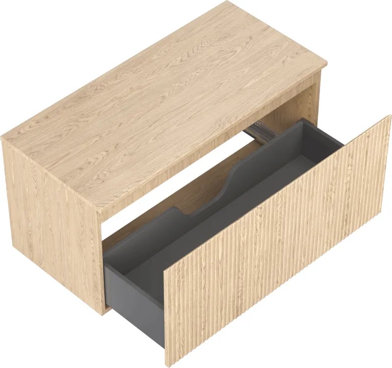 Mexen Rivel, koupelnová skříňka 100 cm s horní částí, 1 zásuvka, drážkovaná, dub, 91A20-10047-1-BFC81