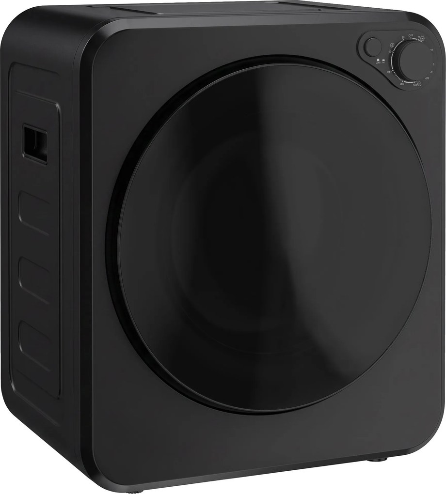 HOMCOM Mini sušička prádla 4 kg s 5 programy až do 60℃ 800W/400W odvětrávací sušička s nerezovým bubnem černá