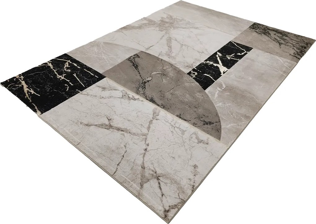 BE Koberec Gloria 3672 GOLD - šedohnědý černý obdélníkový Rozměr: 60x100 cm